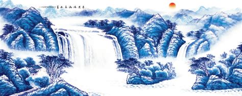 青花瓷山水画 美术绘画 其他设计 设计模板 汇图网www huitu