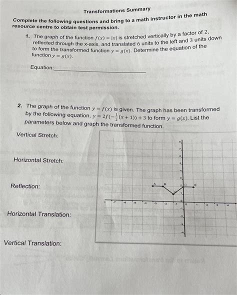 solved transformations summary complete the following
