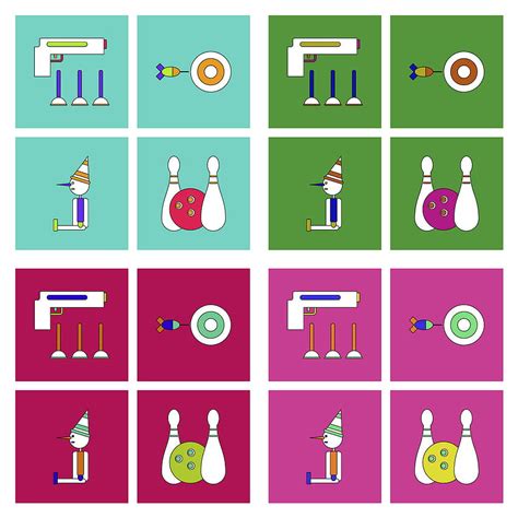 مجموعة من ألعاب الأطفال في أيقونات Flet على لون Vector Eps Ai Uidownload