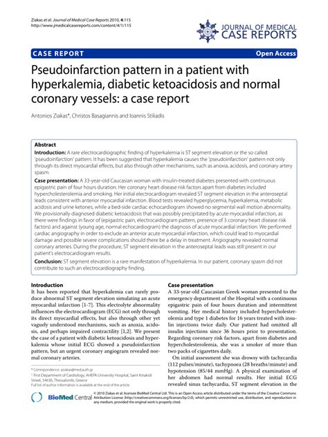 Pdf Pseudoinfarction Pattern In A Patient With Hyperkalemia Diabetic