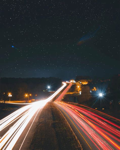 夜间车辆通过公路的时间摄影 千叶网