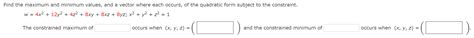 Solved Find The Maximum And Minimum Values And A Vector