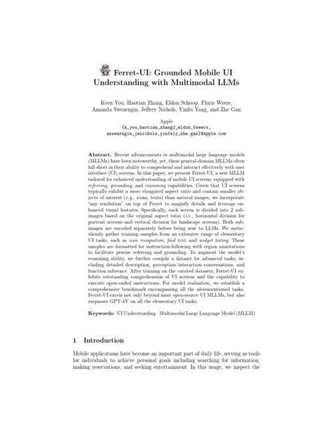 Ferret Ui Grounded Mobile Ui Understanding With Multimodal Llms Pdf Icon Computing