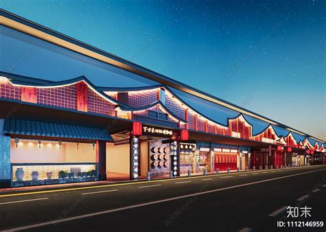 新中式商业街SU模型下载ID 1112146959