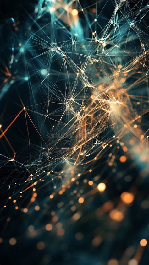 Abstract Network Of Glowing Lines And Nodes In A Futuristic Digital Space Stock Illustration