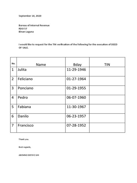 Tin Verification Form Pdf