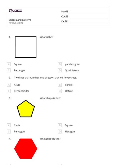 50 Shape Patterns Worksheets For 3rd Class On Quizizz Free And Printable