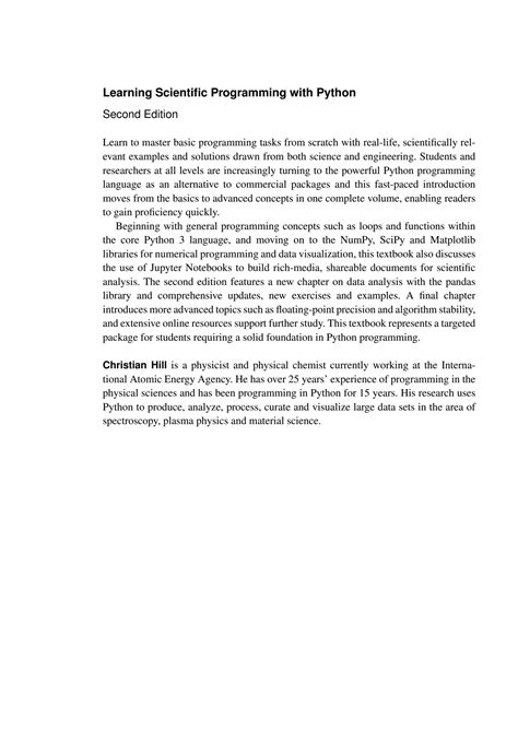 Solution Learning Scientific Programming With Python 2020 Studypool