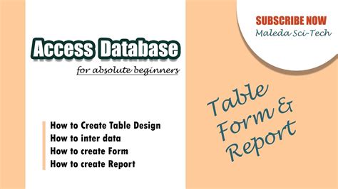 Microsoft Access Database For Absolute Beginners Database Tutorial