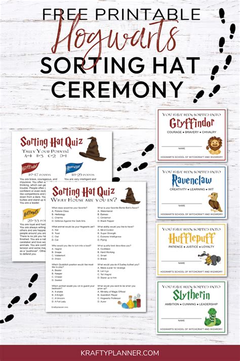 Free Printable Hogwarts Sorting Hat Ceremony — Krafty Planner