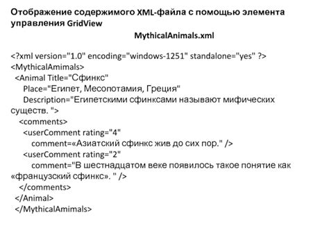 Отображение содержимого Xml документов