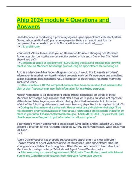 Ahip 2024 Module 4 Questions And Answers Nursing Assessment Stuvia Us