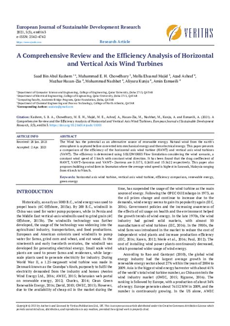 Pdf A Comprehensive Review And The Efficiency Analysis Of Horizontal And Vertical Axis Wind