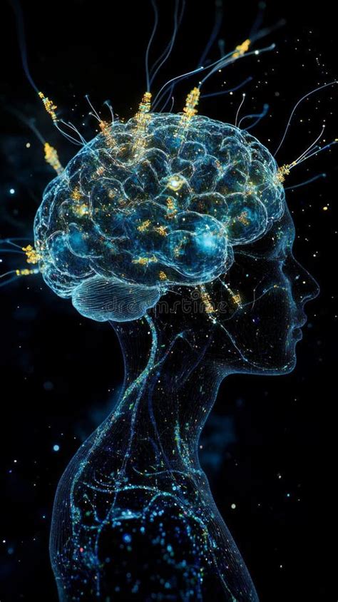 Digital Human Brain With Neural Pathways And Electric Activity Stock Image Image Of Technology