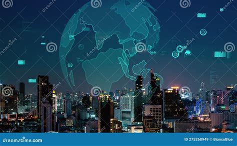 Global Connection And The Internet Network Alteration In Smart City Stock Image Image Of Light