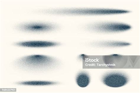 스티플 섀도우 세트 빈티지 도트 디자인 요소 페이딩 그라디언트 점각 도트 워크 그리기 점을 사용한 음영 하프 톤 붕괴 효과 백색 소음 거친 질감 벡터 그림 바랜 색에 대한