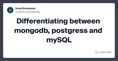 Umeh Emmanuel On Linkedin Differentiating Between Mongodb Postgress