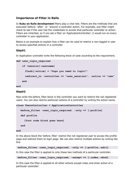 Importance Of Filter In Rails Doc