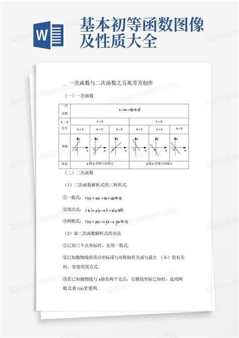 基本初等函数图像及性质大全word模板下载编号lrpbyvyp熊猫办公