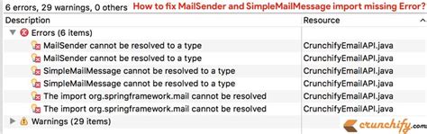 How To Fix Spring Mvc Mailsender And Simplemailmessage Import Missing Error • Crunchify Java