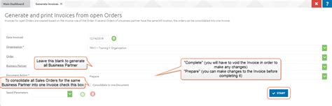 Generate Invoices From Sales Orders