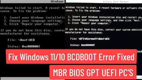 Solucionar Error De Arranque De Windows 11 10 Con Mbr Bios Gpt Uefi Tutorial De Reparación En