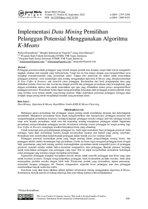 Pdf Implementasi Data Mining Pemilihan Pelanggan Potensial