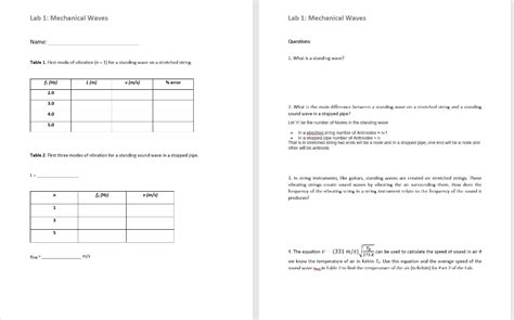 Solved Lab 1 Mechanical Waves Lab 1 Mechanical Waves Lab Chegg Com