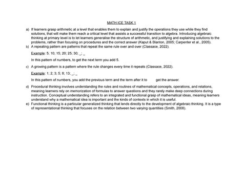 Tipm6112 Ice Task 1 Ice Task Math Ice Task 1 A If Learners Grasp Arithmetic At A Level That