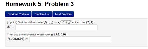 solved homework 5 problem 3 previous problem problem list
