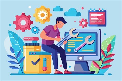 A Technician Works On A Computer Using Tools To Resolve Technical