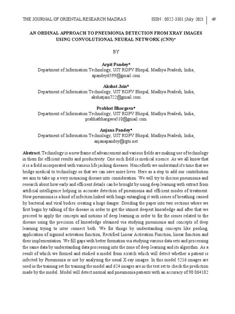 Pneumonia Detection Using Cnn Published Pdf Applied Mathematics Systems Science