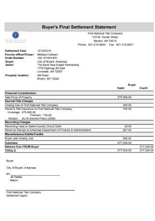 31 Free Settlement Statement Samples To Download