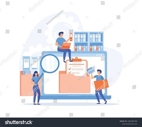 Archive Information Storage Concept People Taking Stock Vector Royalty Free 2365381795