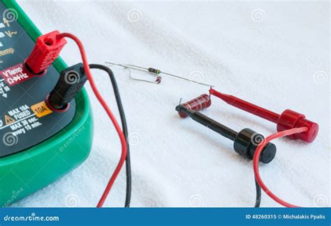 Digital Multimeter Measuring A Resistor Stock Image Image Of Device Engineering 48260315