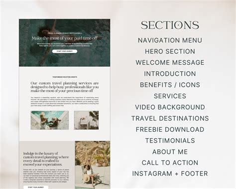 Azure Travel Planner Website Template For Canva Canva Website Template