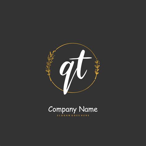 QT Initial Handwriting And Signature Logo Design With Circle Beautiful Design Handwritten Logo