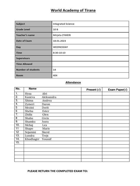 Copy Of Exam Envelope Label Grade 9a Pdf
