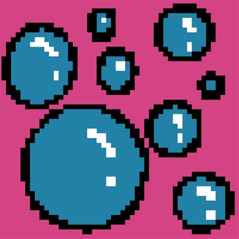 Blue Bubble With Pink Background Pixel Art Style The Illustration Is