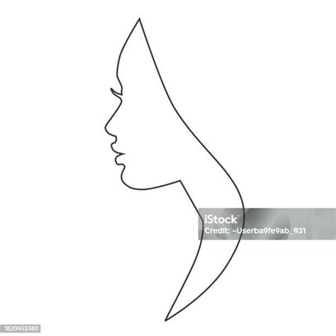 여자 프로필 라인 아이콘 아름다움 일러스트 레이 션 벡터 현대 플랫 기호 로고에 대한 스톡 벡터 아트 및 기타 이미지 로고