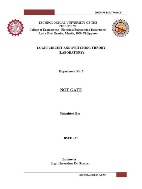 Experiment 3 Pdf Logic Gate Electronic Circuits