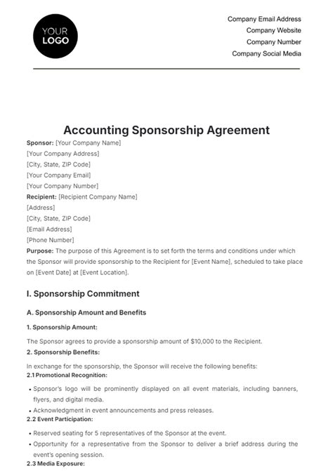 Free Sponsorship Agreement Templates Editable And Printable