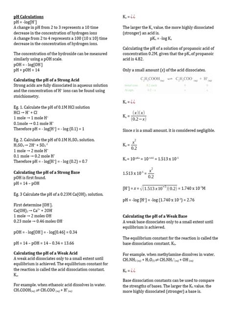 Calculating Ph Pdf Ph Acid Dissociation Constant