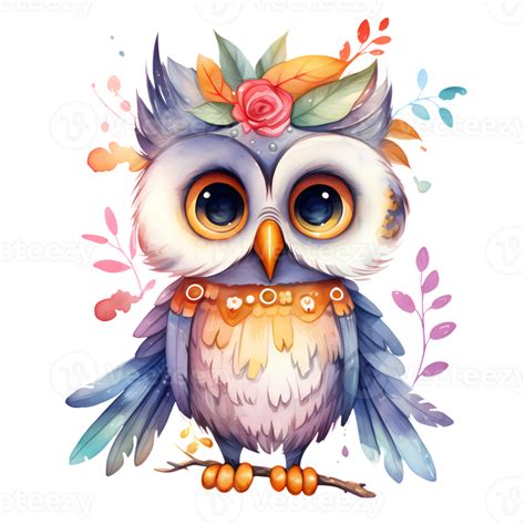 Aquarell Süß Eule Clip Art Illustration Ai Generativ 32710097 Png