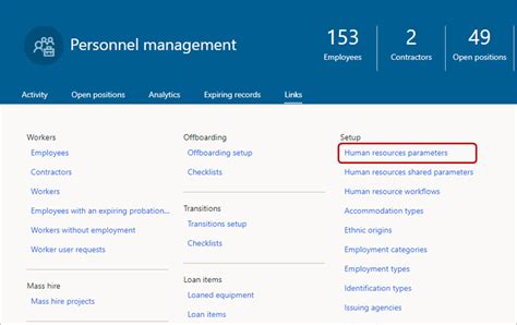 configure human resources parameters human resources dynamics 365 microsoft learn