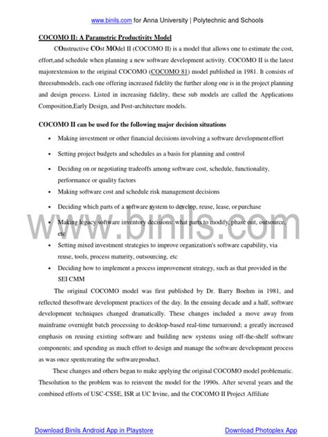 It8075 Unit 2 Cocomo Ii Pdf Agile Software Development Computer Programming