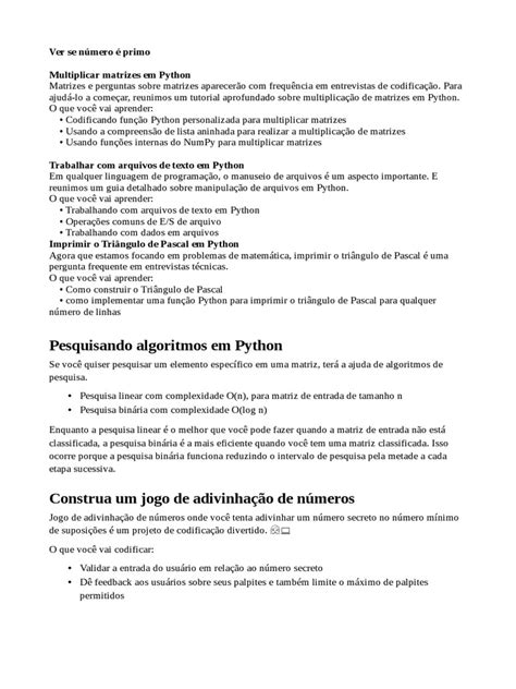 projetos python pdf python linguagem de programação matriz