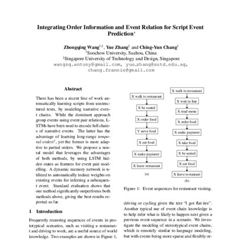 Integrating Order Information And Event Relation For Script Event Prediction Acl Anthology