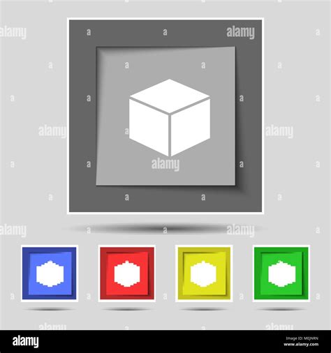 Cube Icon Sign On Original Five Colored Buttons Vector Illustration Stock Vector Image Art