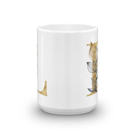Golden Floral Monogram Letter L Mug Unique Coffee Mugs Novelty Coffee